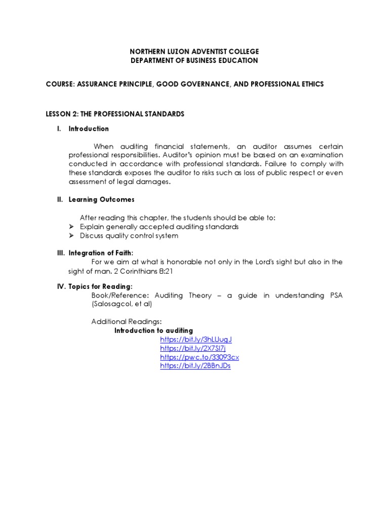 Lesson 2 - The Professional Standards | PDF | Certified Public ...