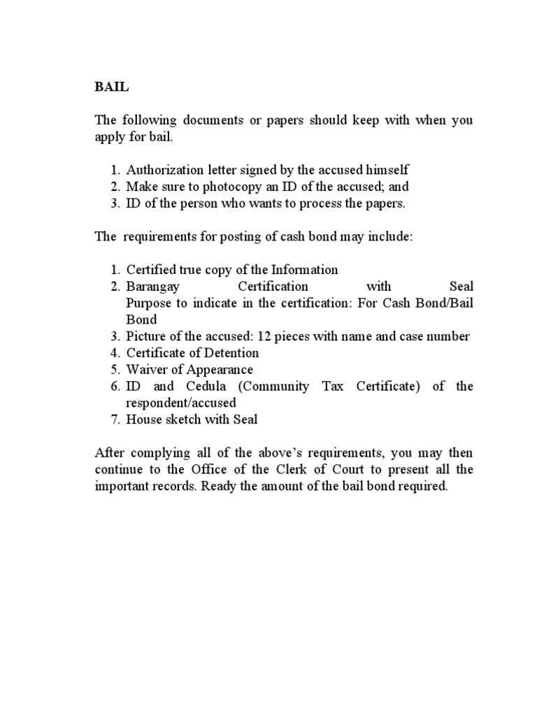 Bail - Requirements | PDF