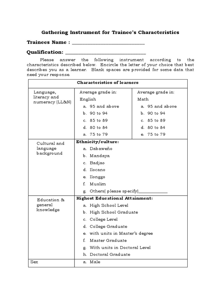 Template For Task Sheet 1.1 5 | PDF | Learning Styles | Learning