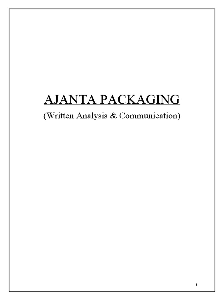WAC Assignment Ajanta Packaging | Download Free PDF | Bottle | Packaging And Labeling