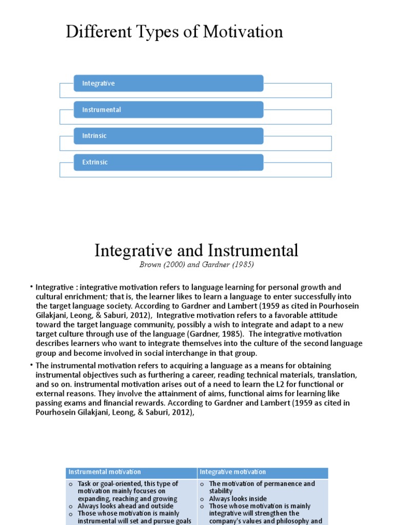 Types of Motivation in Language Learning | PDF | Motivation | Motivational