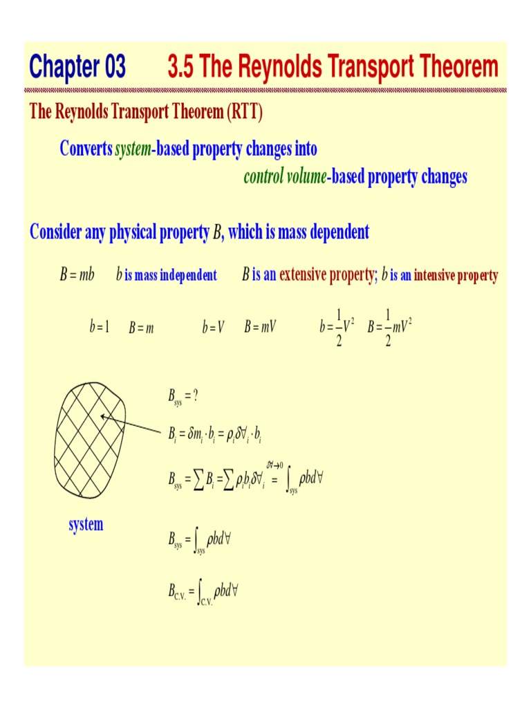 Reynolds Transport Theorem Basics | PDF