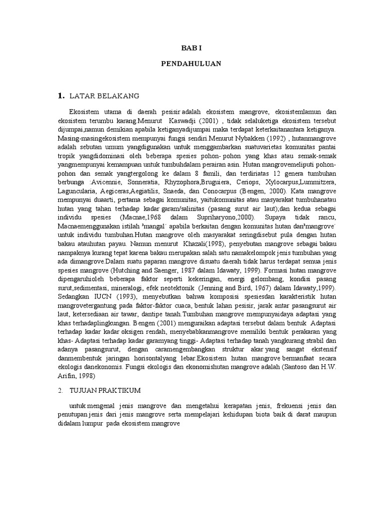 Laporan Kuliah Praktikum Ekologi Hutan Mangrove | PDF