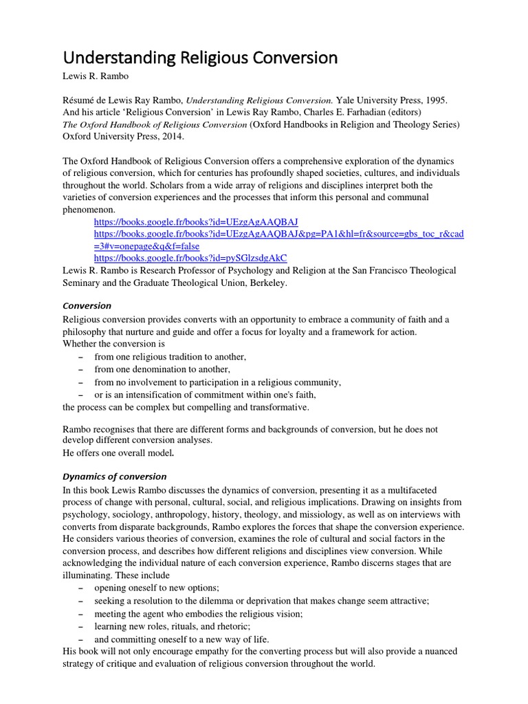 Rambo Understanding Religious Conversion Model | PDF | Religious ...