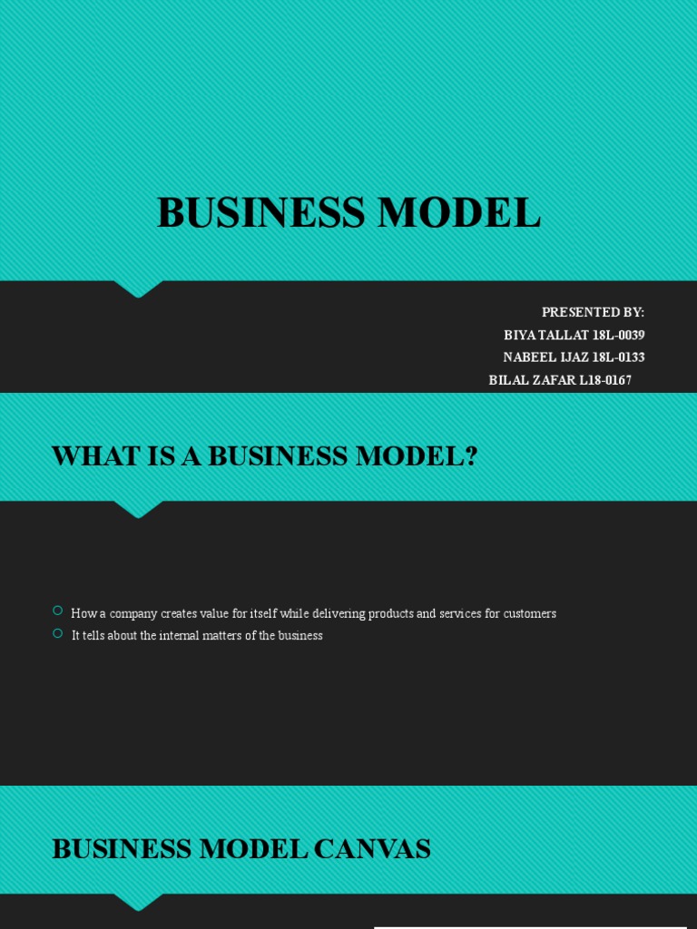 Business Model Business Model: Presented By: BIYA TALLAT 18L-0039 ...