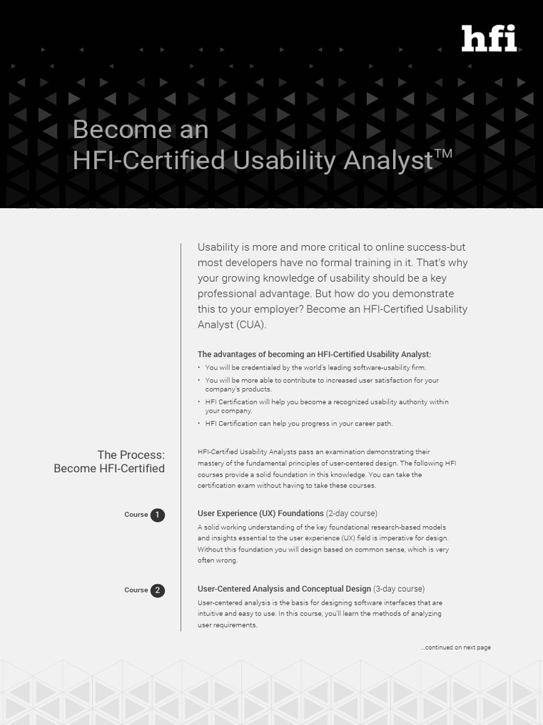 Become An HFI-Certified Usability Analyst | PDF | Usability | Cognition