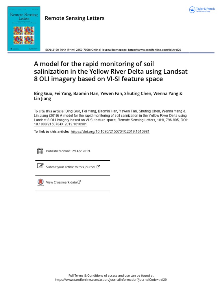 A Model For The Rapid Monitoring of Soil Salinization in The Yellow ...