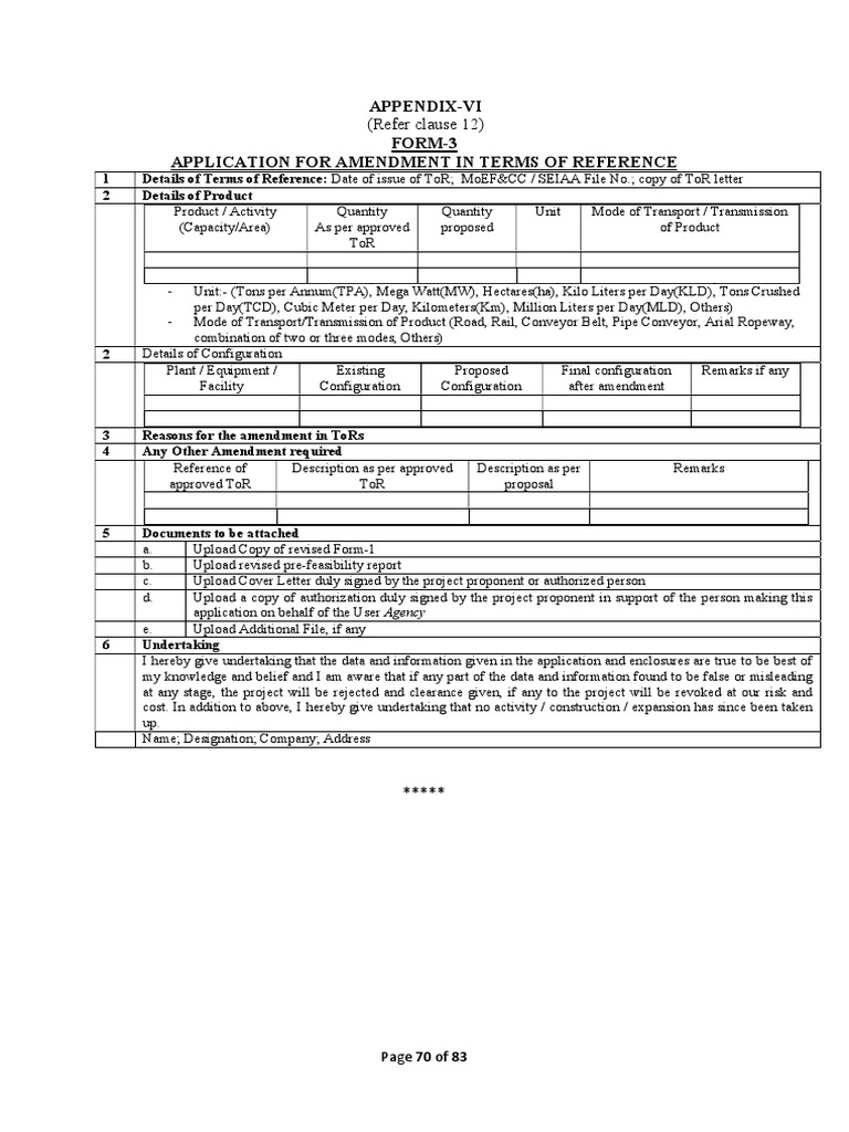 Appendix-Vi (Refer Clause 12) FORM-3 Application For Amendment in Terms ...