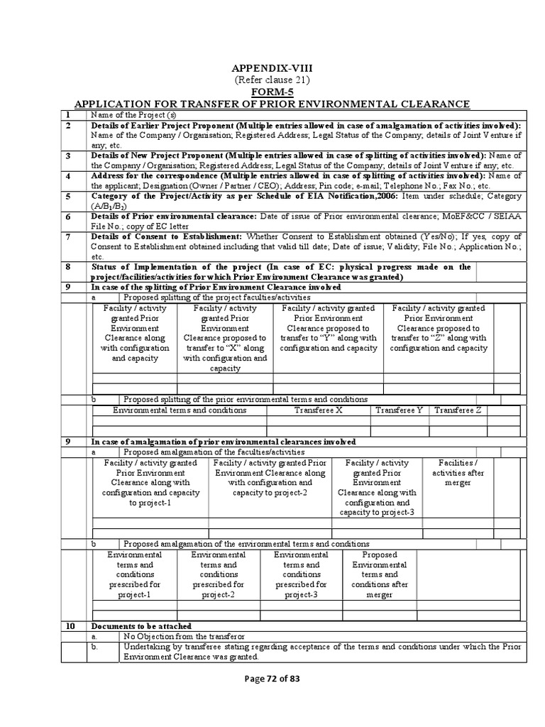Appendix-Viii (Refer Clause 21) FORM-5 Application For Transfer of ...
