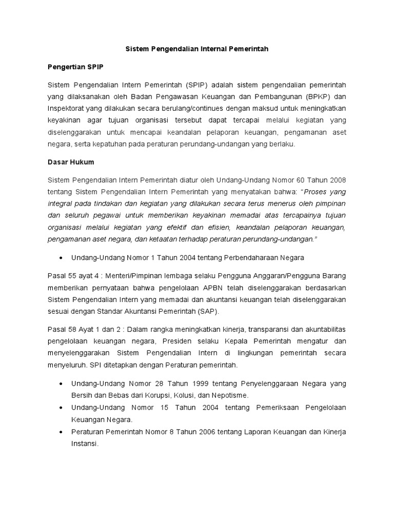 Sistem Pengendalian Internal Pemerintah | PDF Sistem Pengendalian Internal Pemerintah | PDF