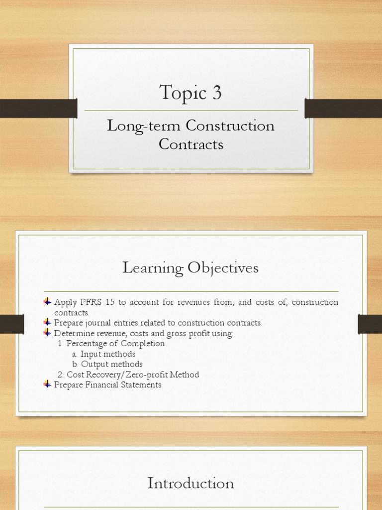 Topic 3 Long Term Construction Contracts Presentation Pdf Cost Prices