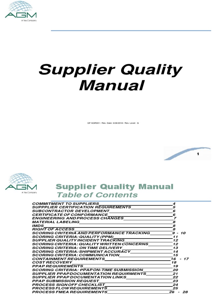 Supplier Quality Manual: QF-SQR001 / Rev. Date: 3/28/2018 / Rev. Level ...