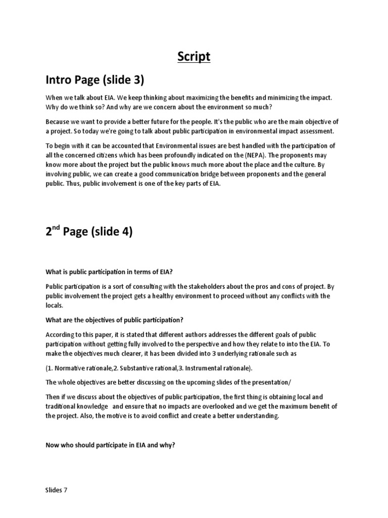 Script | PDF | Public Participation | Environmental Impact Assessment