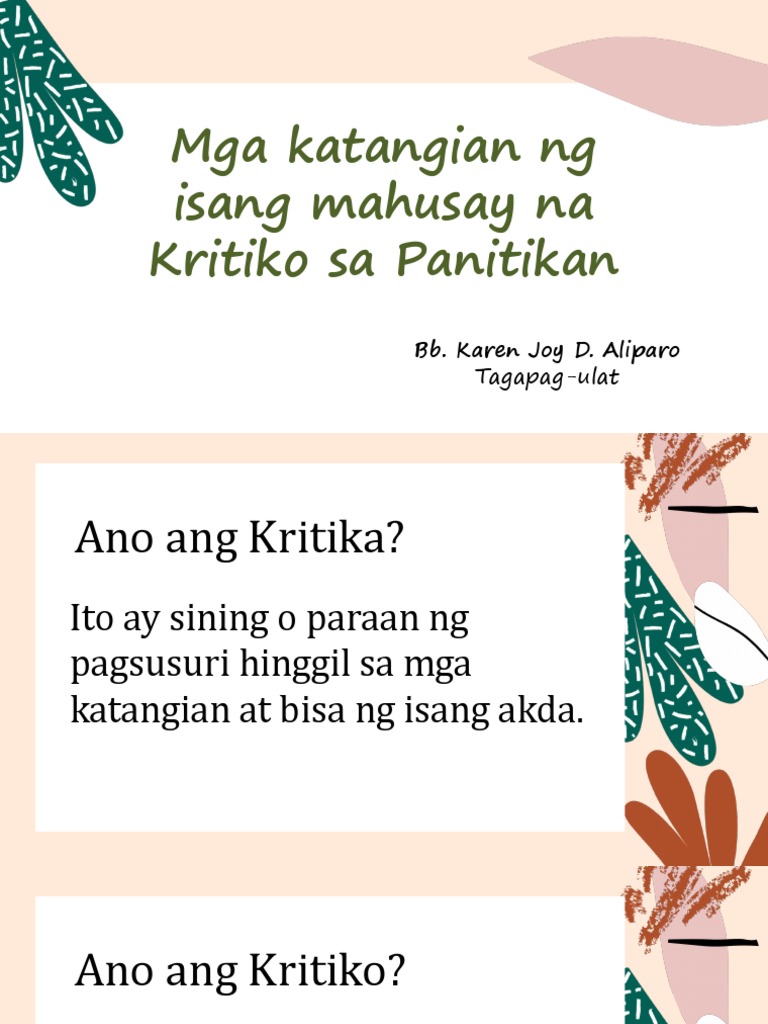 Katangian NG Kritiko | PDF