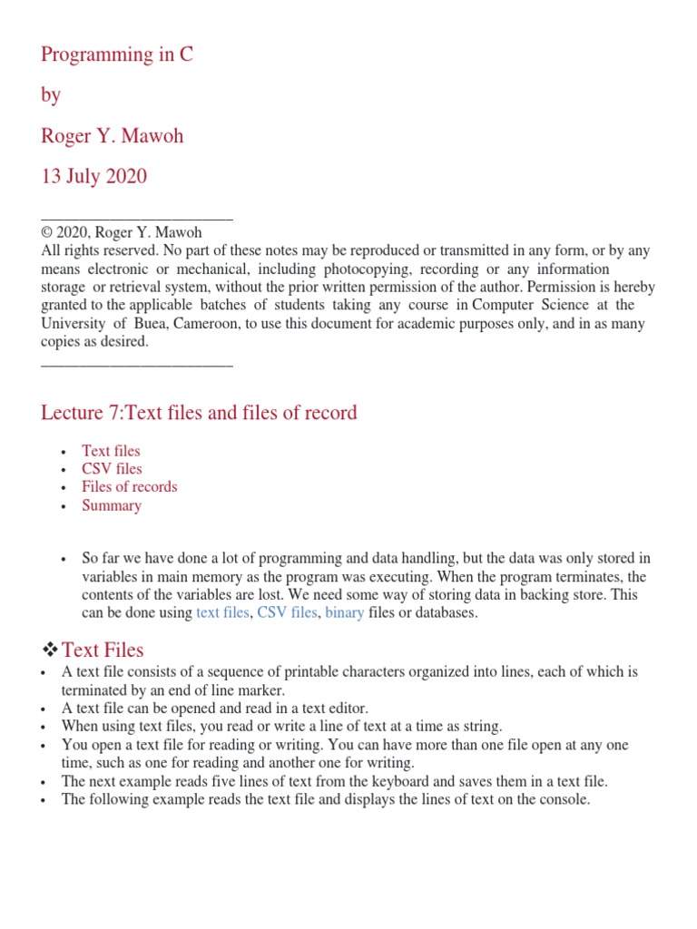 Lecture 7 Text Files and Files of Records | PDF | Comma Separated ... Lecture 7 Text Files and Files of Records | PDF | Comma Separated ...