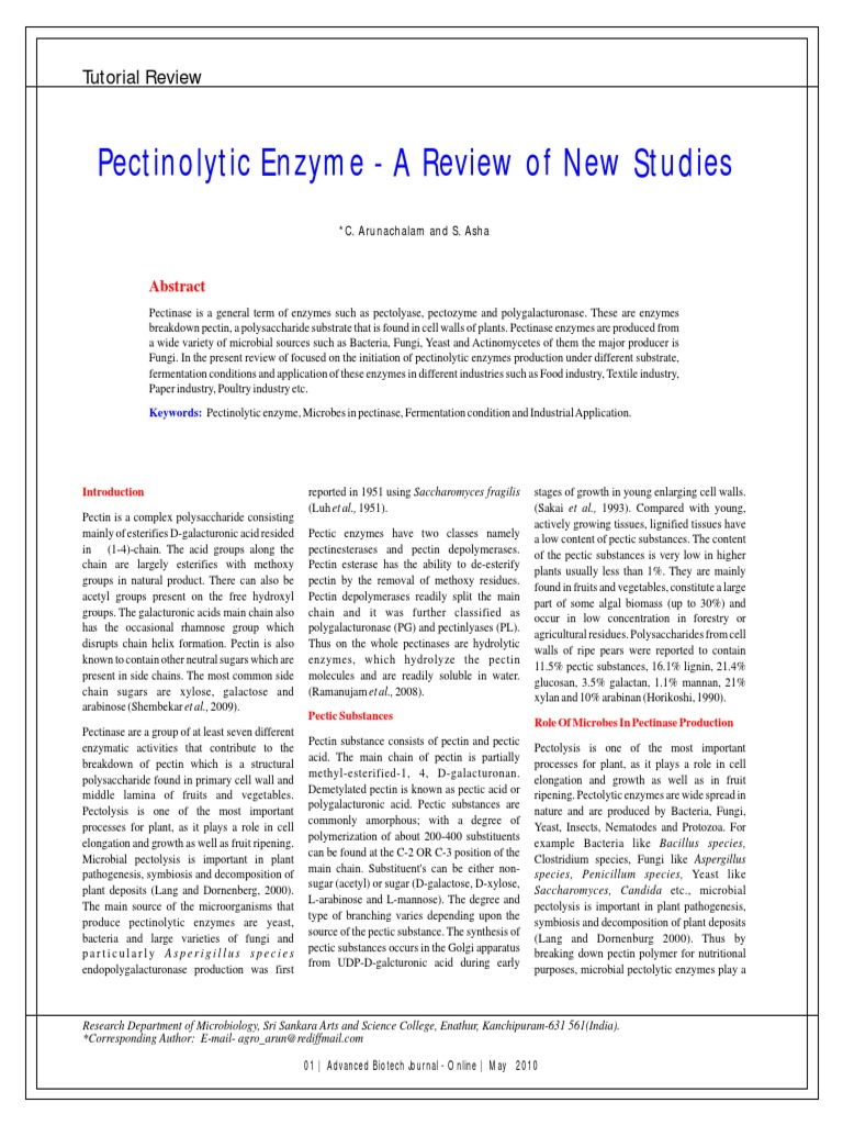Online Article Pectinolytic Enzyme | PDF | Inorganic Chemical | Chemistry