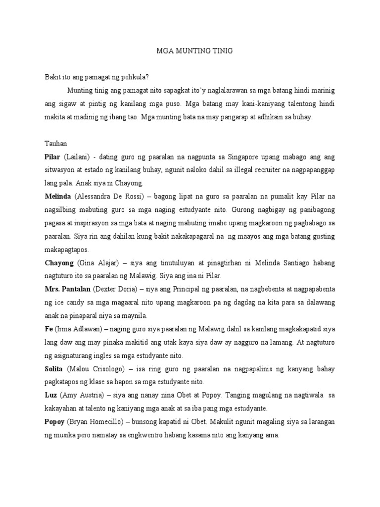 MGA MUNTING TINIG Soslit | PDF