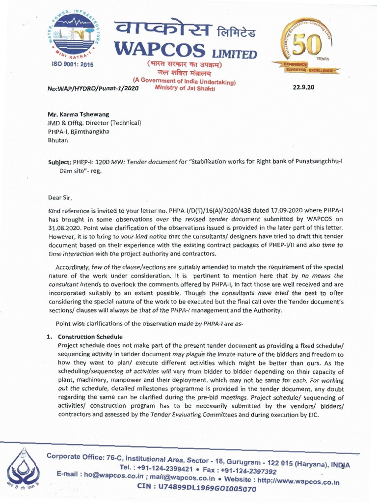 P-I Letter of Tender Docs For Stabilization Works | PDF | Foreign ...