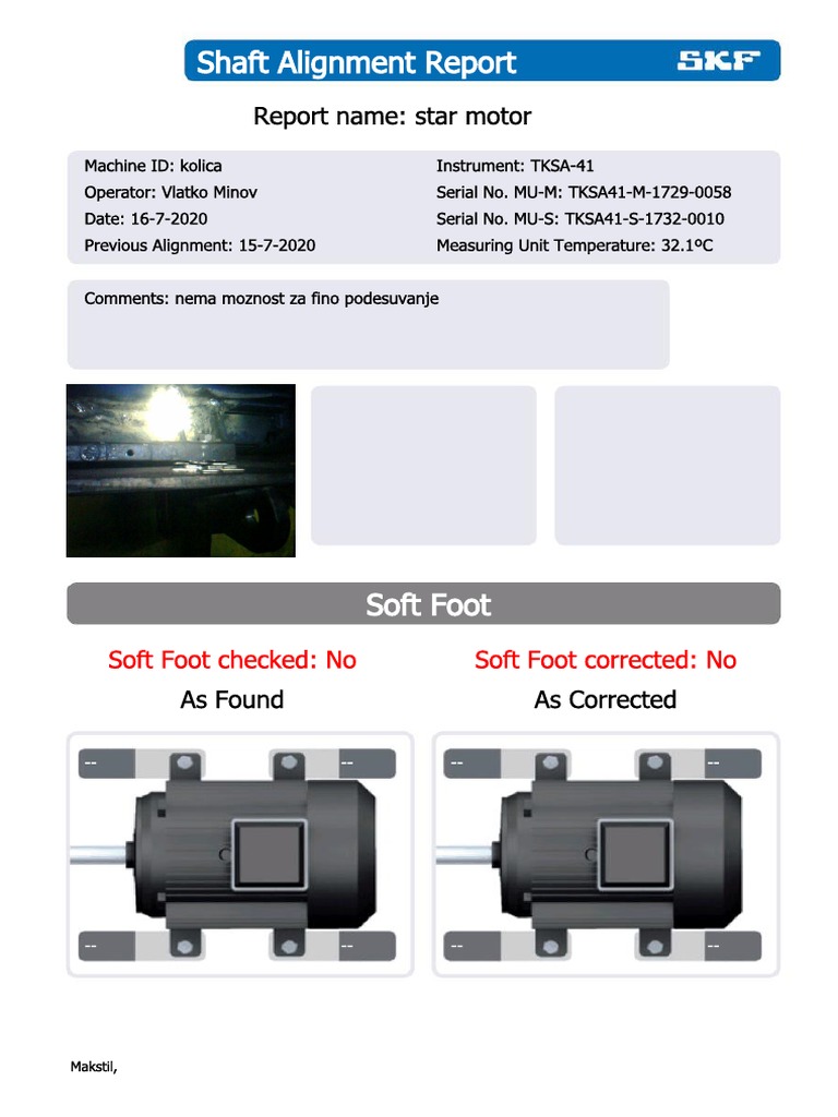Shaft Alignment Report: Report Name: Star Motor | PDF