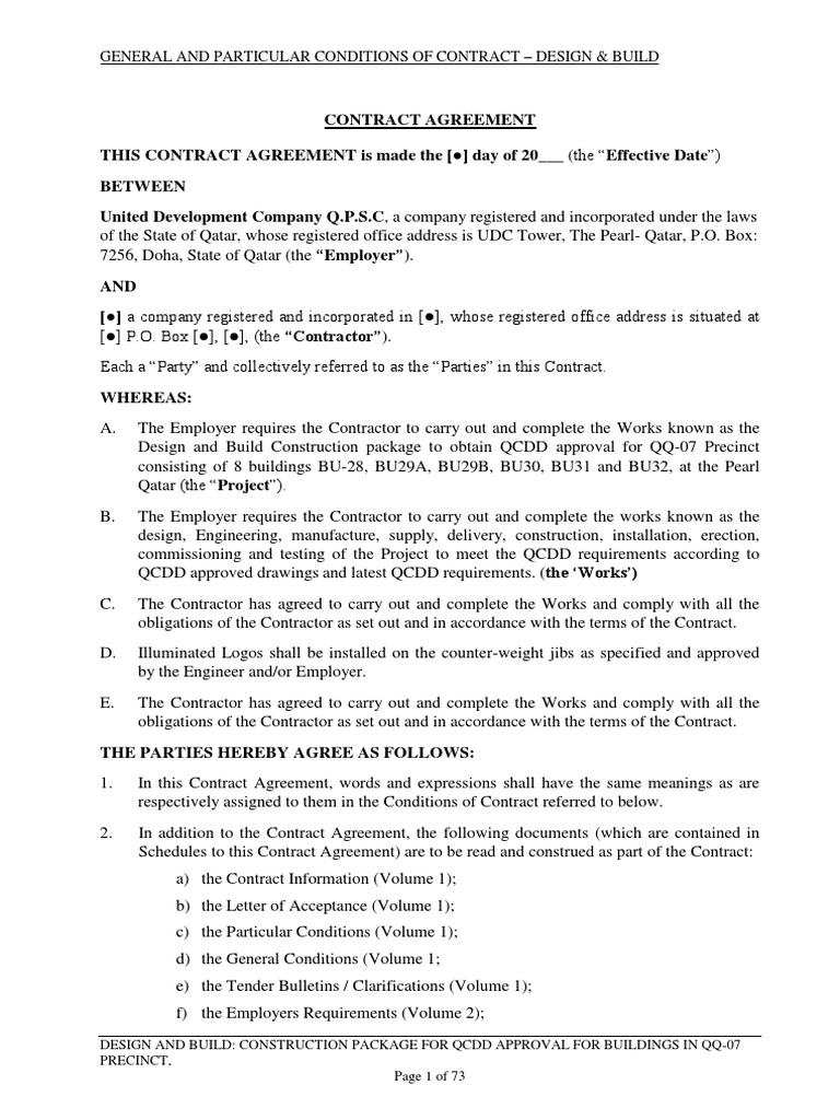 Conditions of Contract - QCDD Approval - Clean Version | PDF | General ...