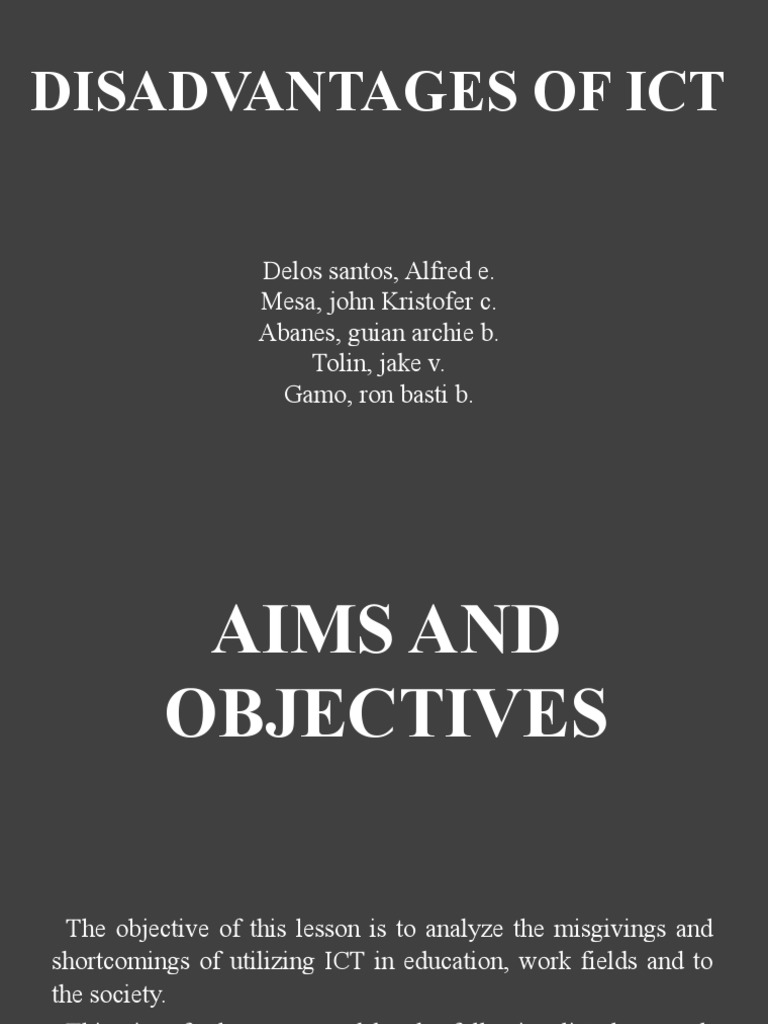 Presentation On Disadvantages of ICT | PDF | Cybercrime | Educational ...