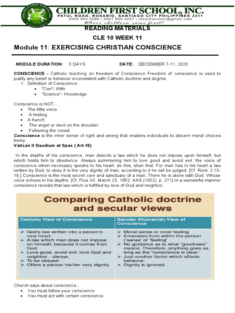 Cle 10 11TH Week Reading Materials | PDF | Conscience | Guilt (Emotion)