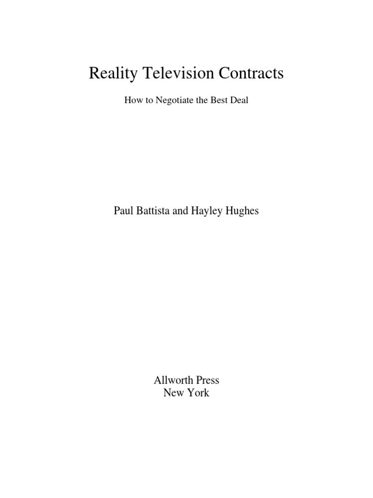 Reality Television Contracts TOC and Excerpt | PDF | Reality Television ...