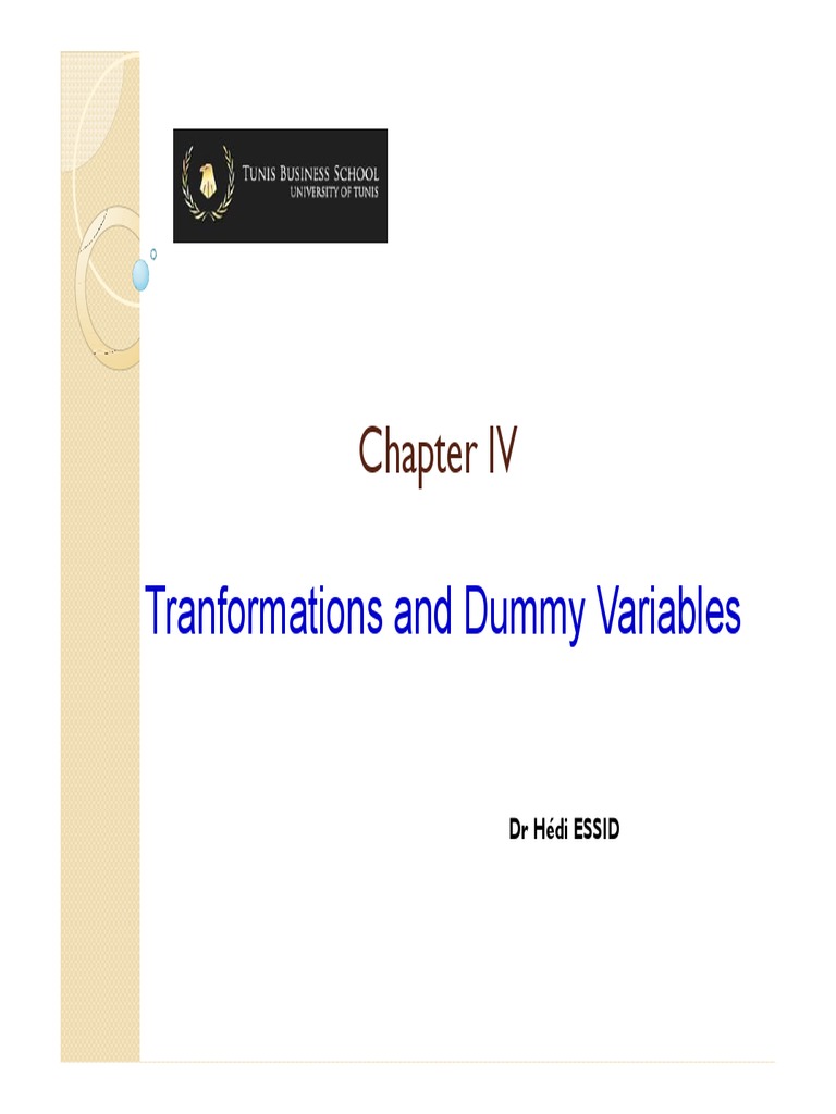 Transformation and Dummy Variables Econometrics | PDF | Dummy Variable (Statistics) | Econometrics