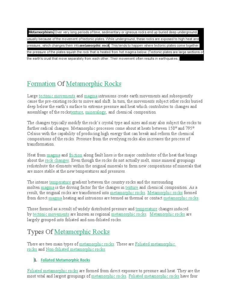 Earth Science (Metamorphic Rocks) | Download Free PDF | Rock (Geology ...