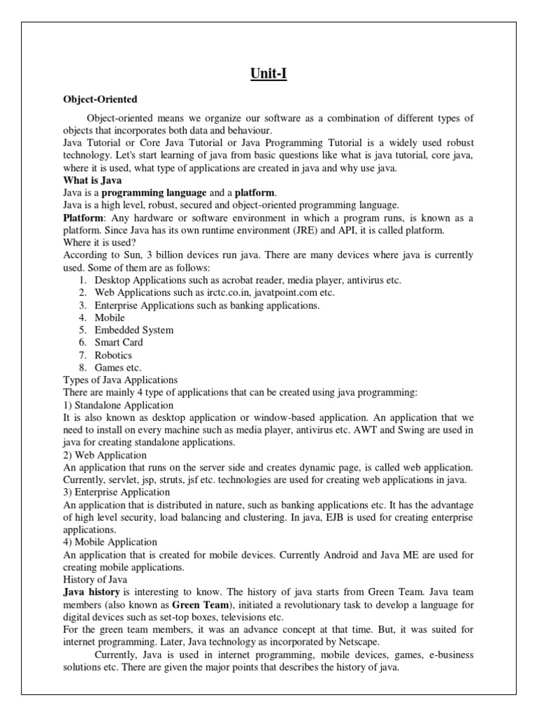 JAVA Notes-1 PDF | PDF | Constructor (Object Oriented Programming ...