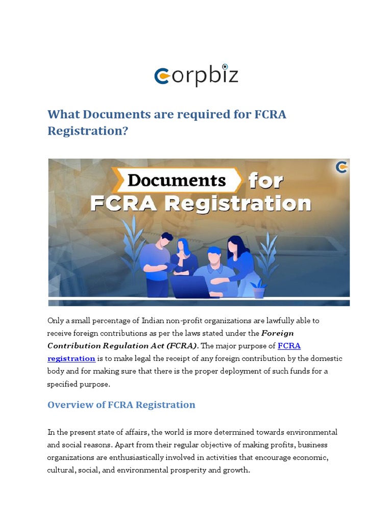 FCRA Registration Guide for NGOs | PDF | Business | Finance & Money ...