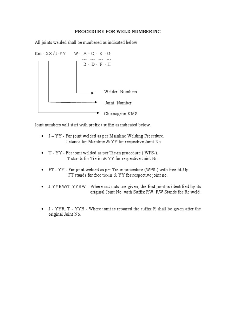 Procedure For Weld Numbering | PDF