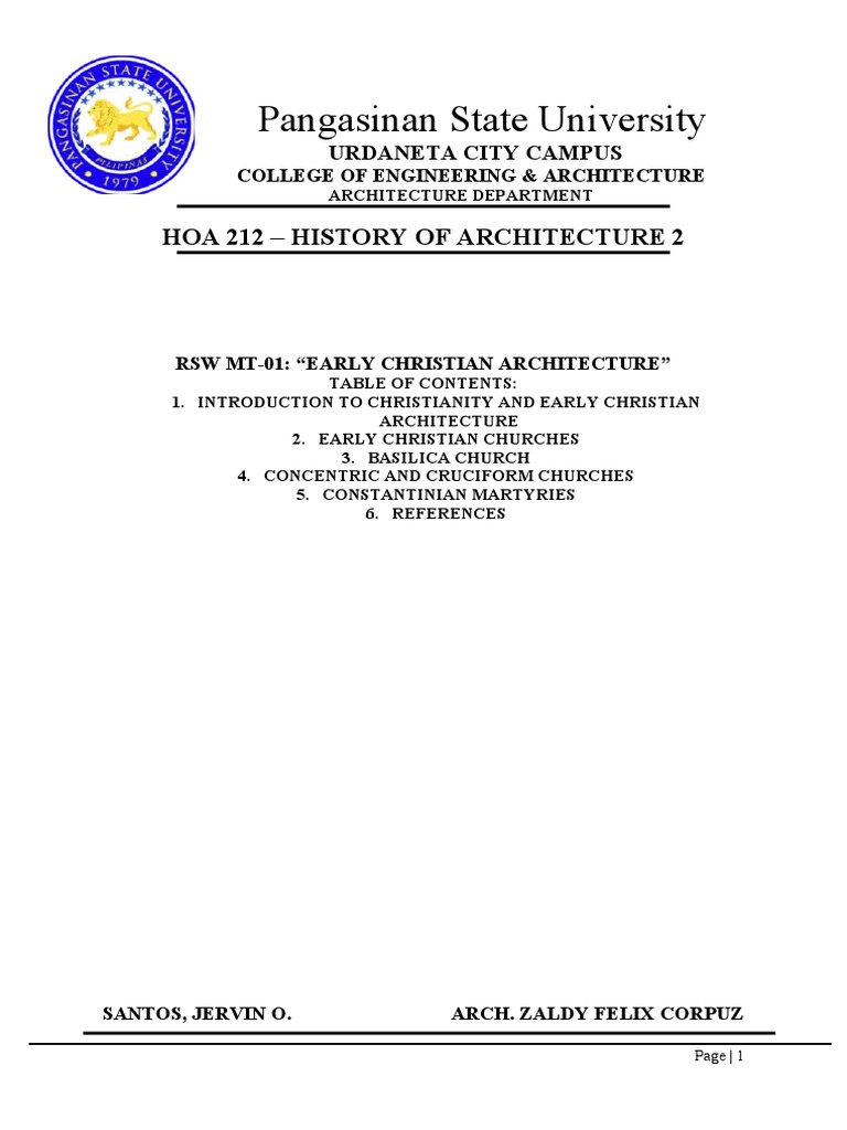 Santos, Jervin O. - RSW MT-01 Early Christian Architecture | PDF | Architectural Design ...