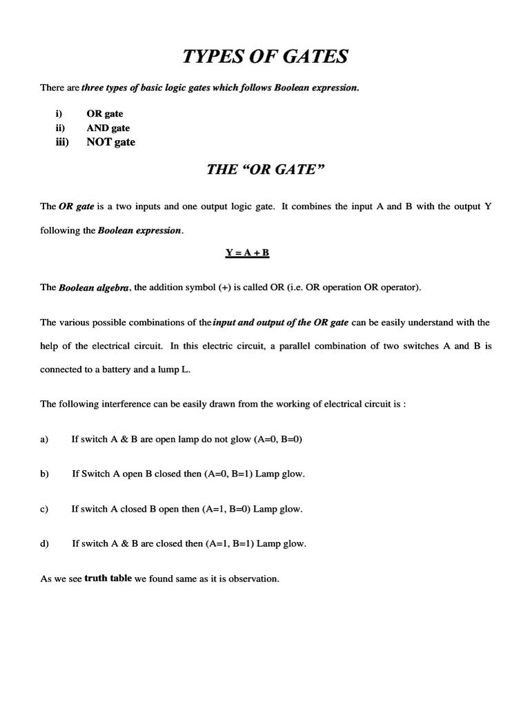 Project On Logic Gates | PDF | Logic Gate | Boolean Algebra