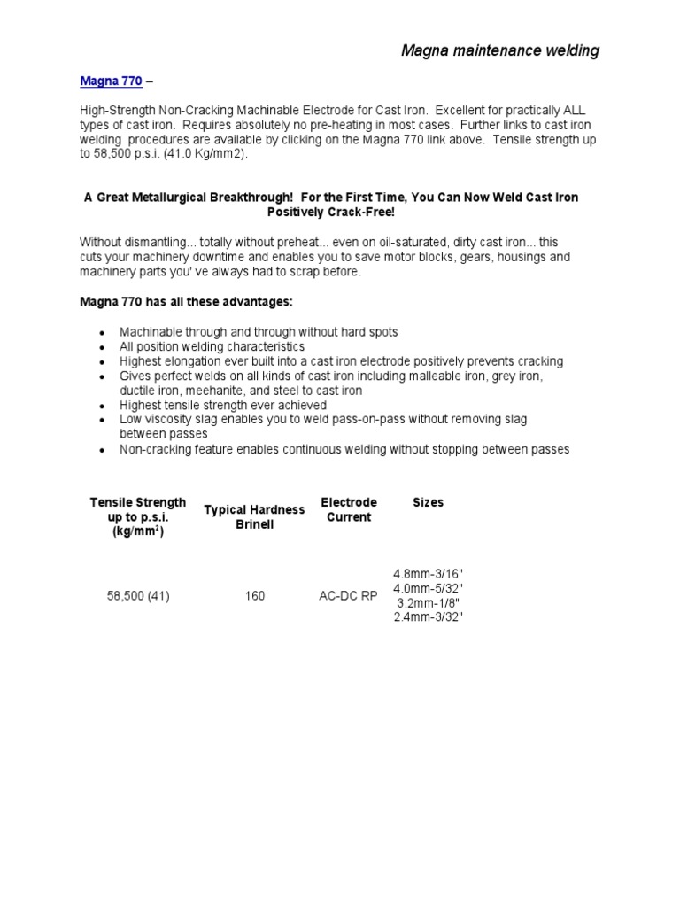 Magna 770 | PDF | Cast Iron | Welding
