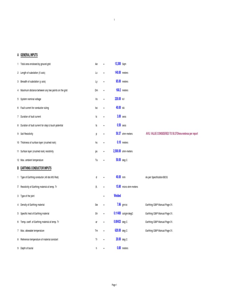Earthmat - Calculations-Noida 10 Meter | PDF | Electrical Resistance ...