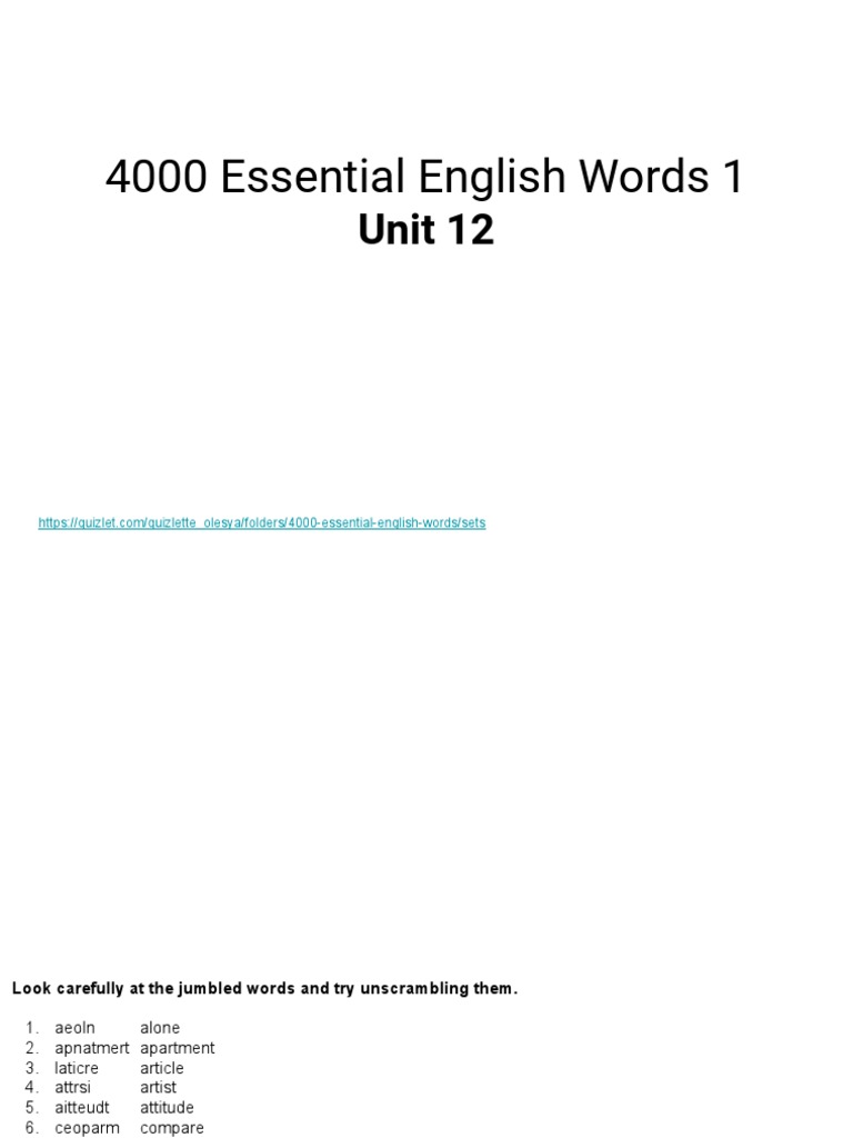 4000 Essential English Words 12pdf Vocabulary 4000 Essential English