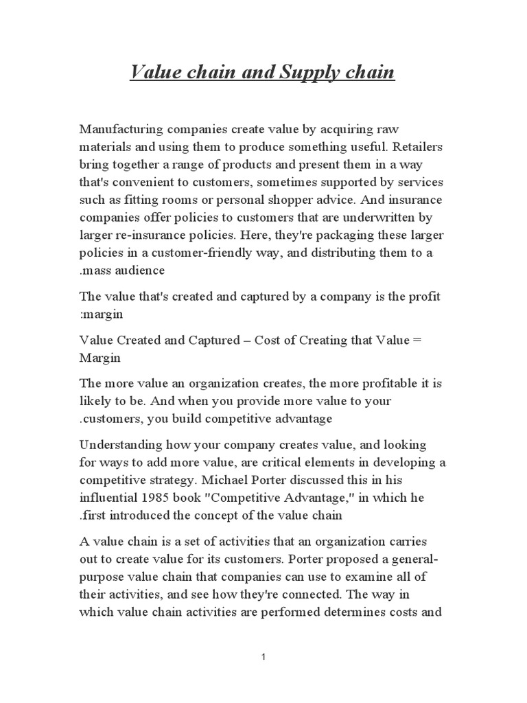 Value Chain and Supply Chain | PDF | Value Chain | Supply Chain