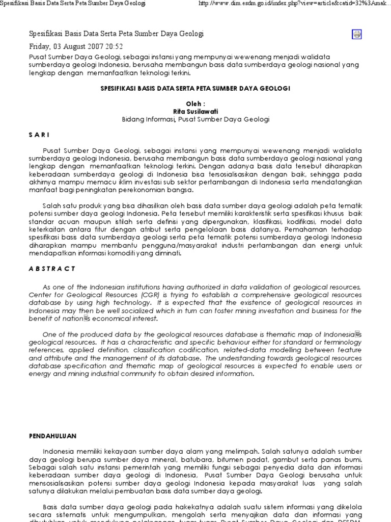 Basis Data Dan Peta Sumberdaya | PDF