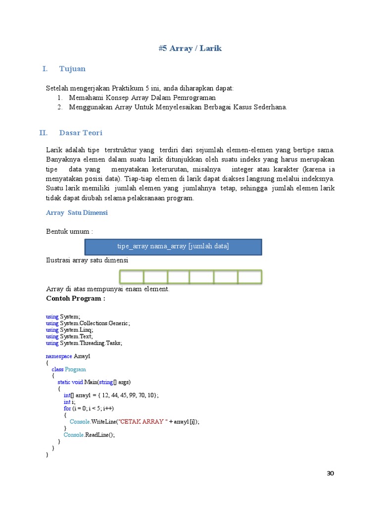 Panduan Praktikum Array Pemrograman | PDF