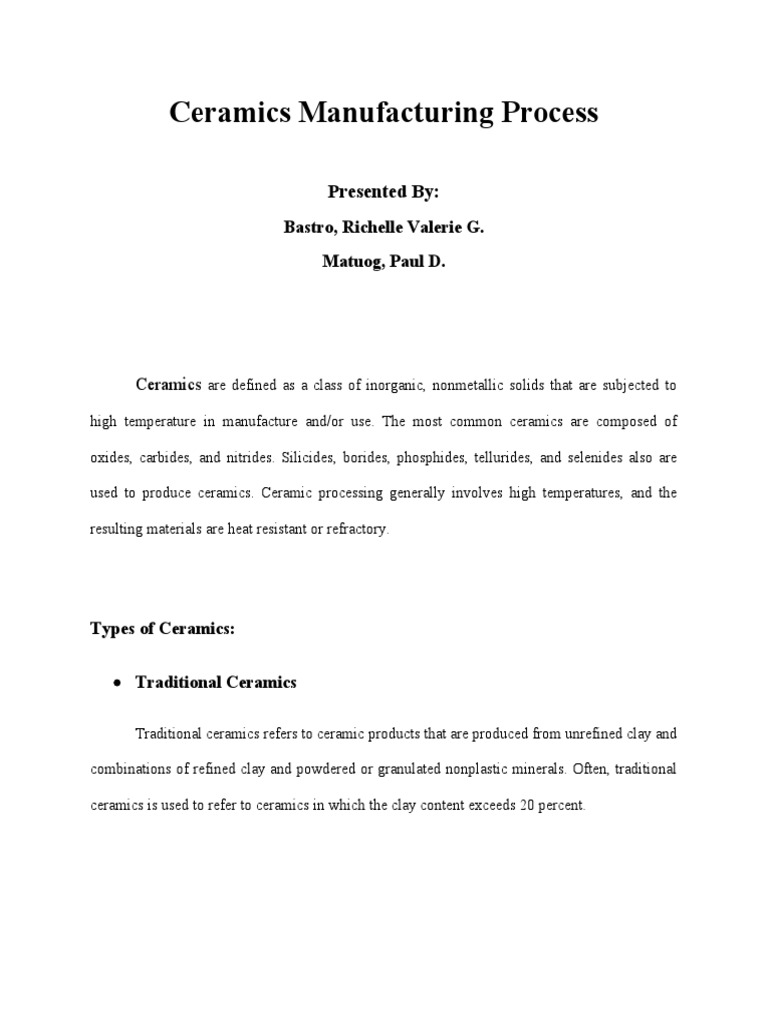 Ceramic Manufacturing Process Overview | PDF | Pottery | Ceramics