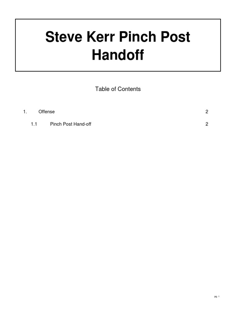 Steve Kerr Pinch Post Handoff | PDF