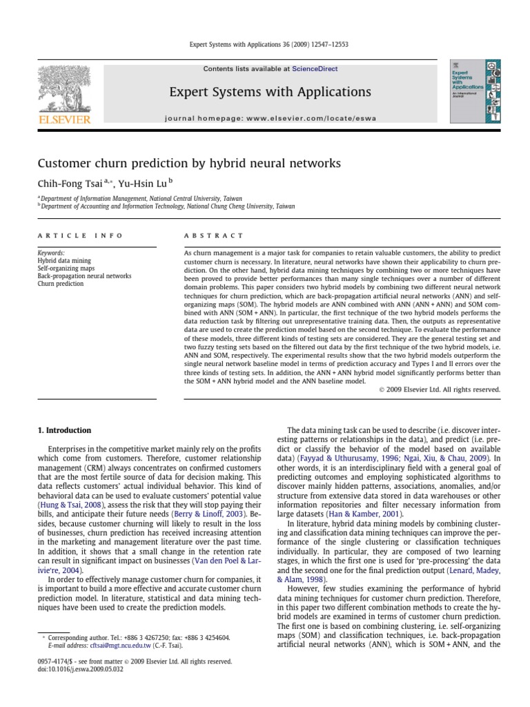 Customer Churn Prediction by Hybrid Neural Networks | PDF | Statistical ... Customer Churn Prediction by Hybrid Neural Networks | PDF | Statistical ...