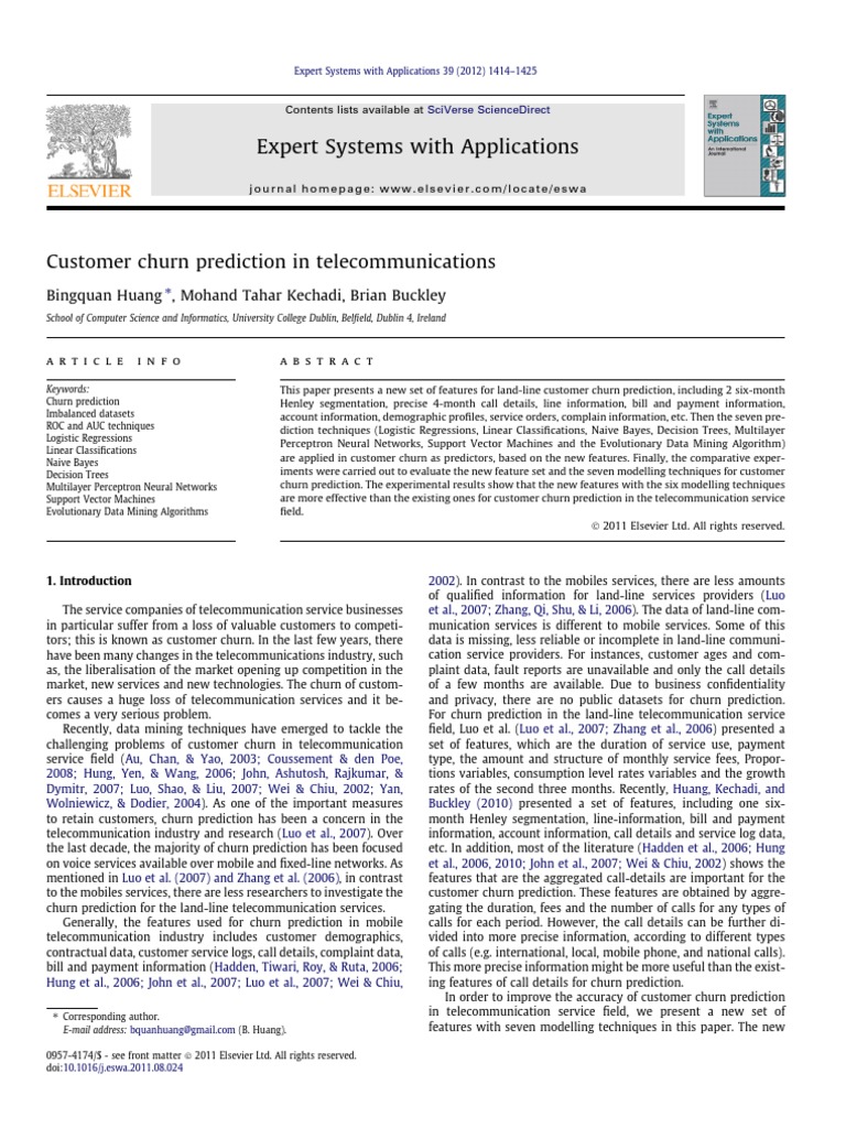 Customer Churn Prediction in Telecommunications | PDF | Mathematical ...