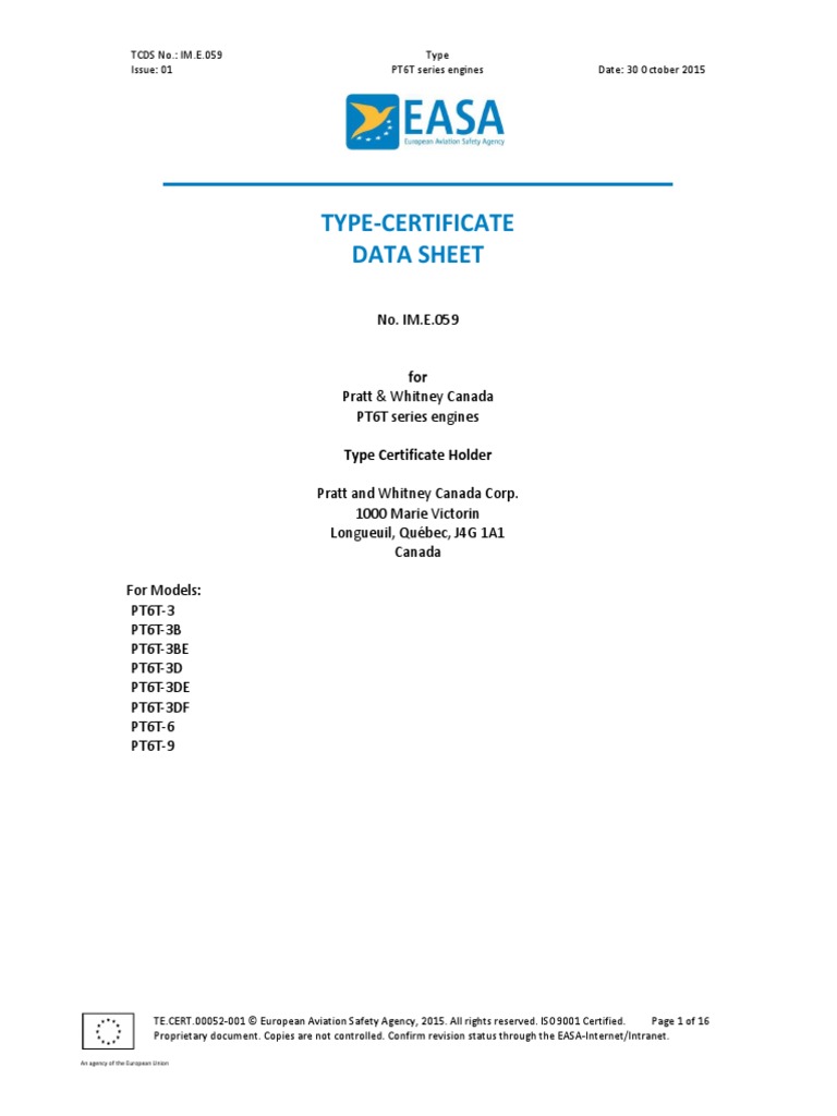 Type-Certificate Data Sheet: No. IM.E.059 | PDF | Engines | Aviation