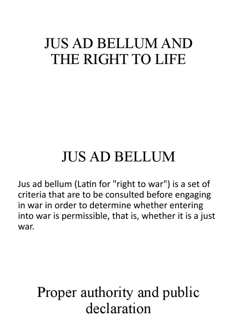 Just War Principles and Right to Life | PDF | Politics