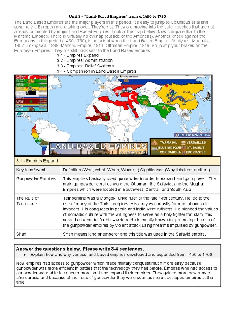 Answer The Questions Below. Please Write 3-4 Sentences | PDF | Empire ...