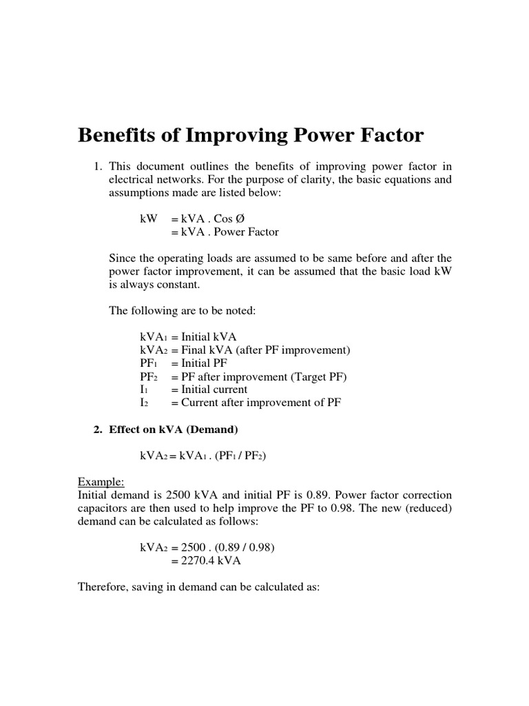 Benefits of Improving Power Factor | PDF