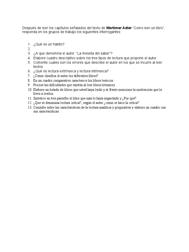 Análisis de Lectura en "Cómo Leer un Libro" | PDF | Ficción general