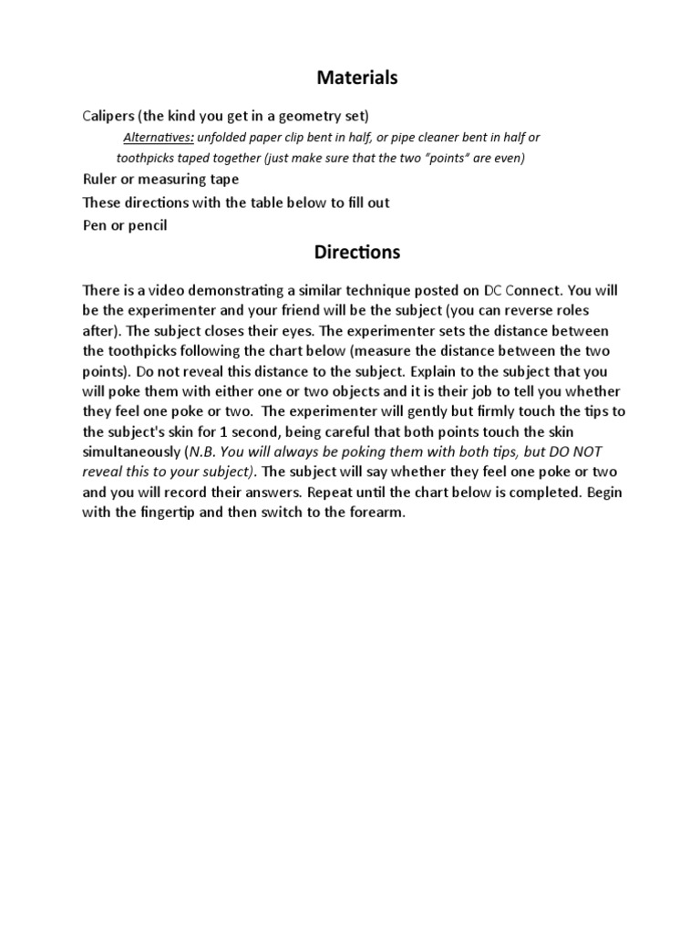 5 Two-Point Threshold Experiment | PDF | Psychological Concepts | Cognition